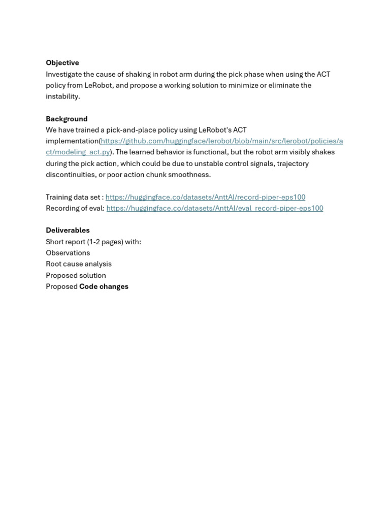 Intern Task - LeRobot ACT | PDF