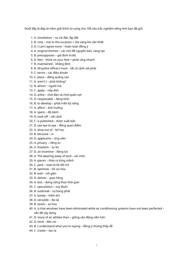 English Test Answers | PDF