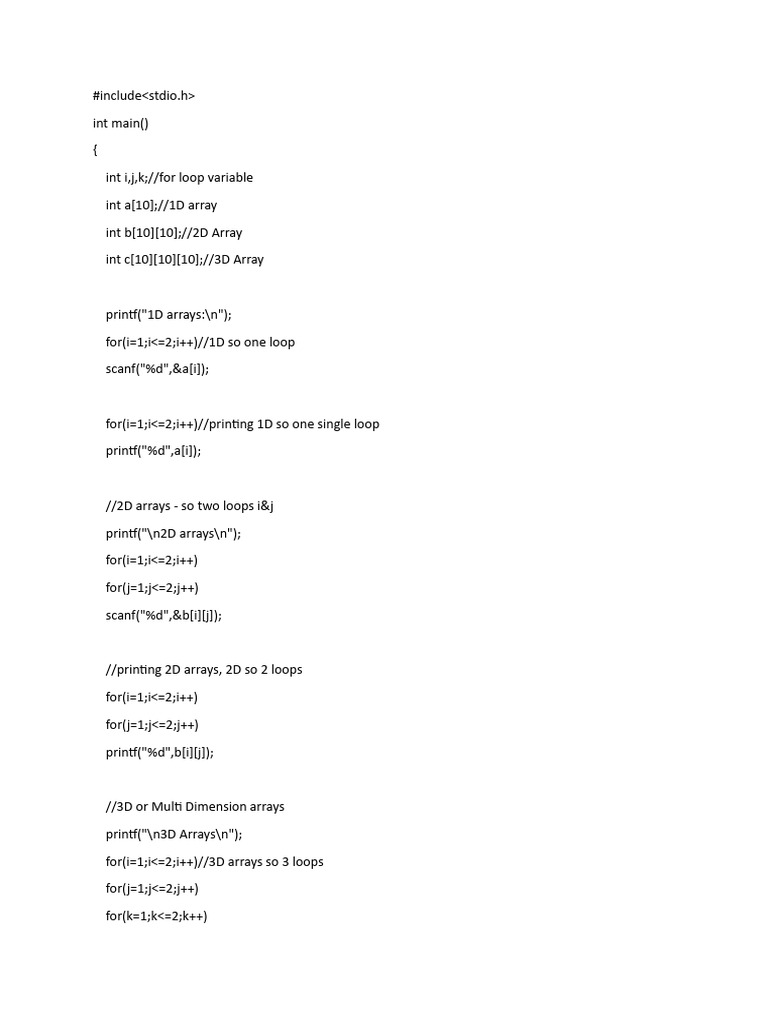 1D, 2D, 3D Arrays | PDF