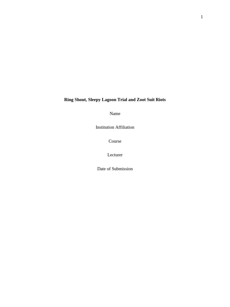 Ring Shout Vs Sleepy Lagoon Trial and Zoot Suit Riots #3150 ...