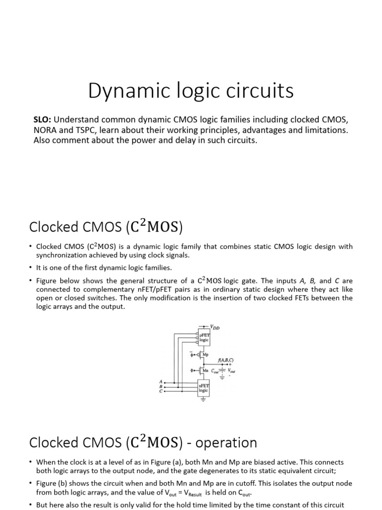 Dynamic CMOS Logic: C2MOS and NORA | PDF | Logic Gate | Cmos