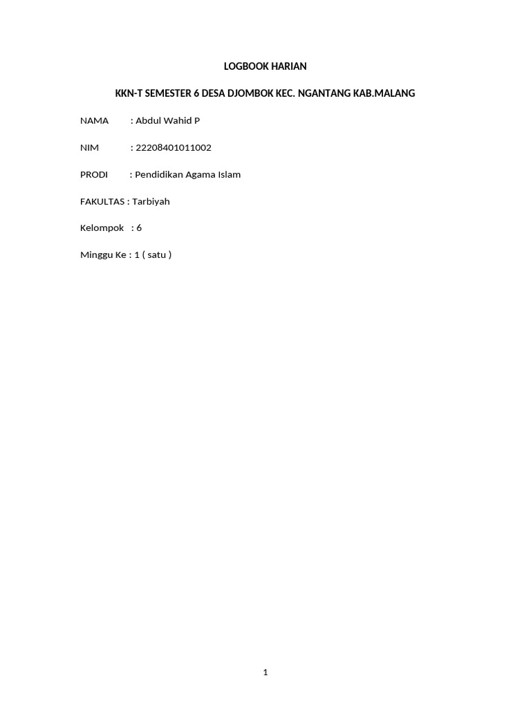 Logbook Harian | PDF