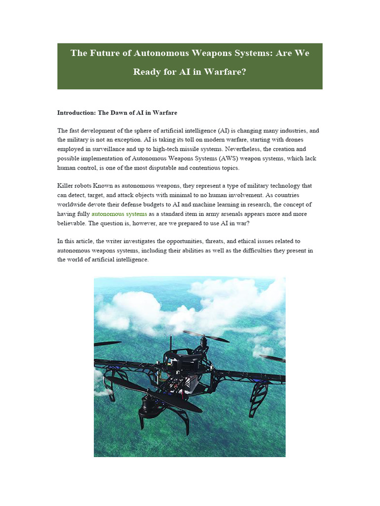 Autonomous Weapons: Future of Warfare | PDF | Artificial Intelligence ...