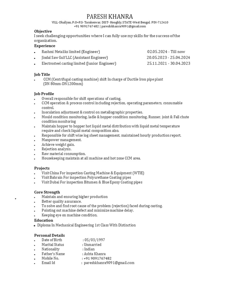 Paresh Khanra Resume | PDF