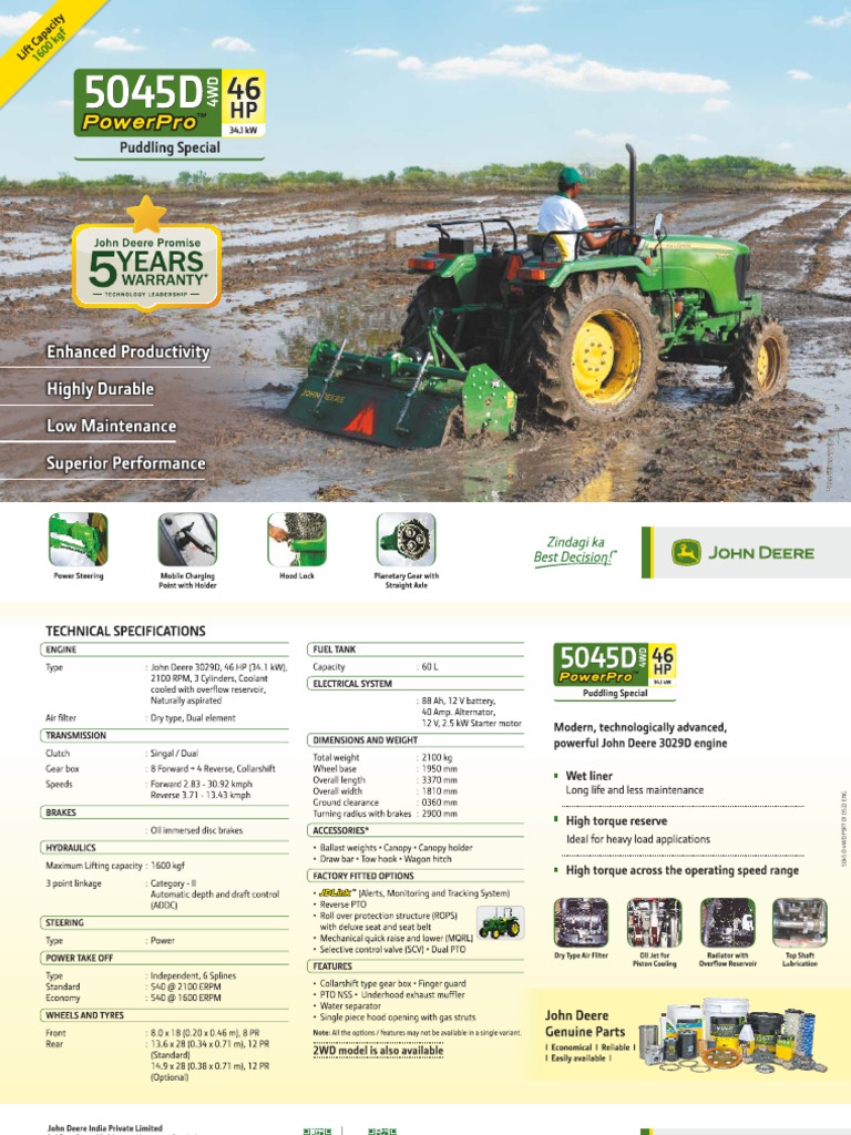 Powerpro Puddling Special 5045d 4wd Leaflet English | PDF