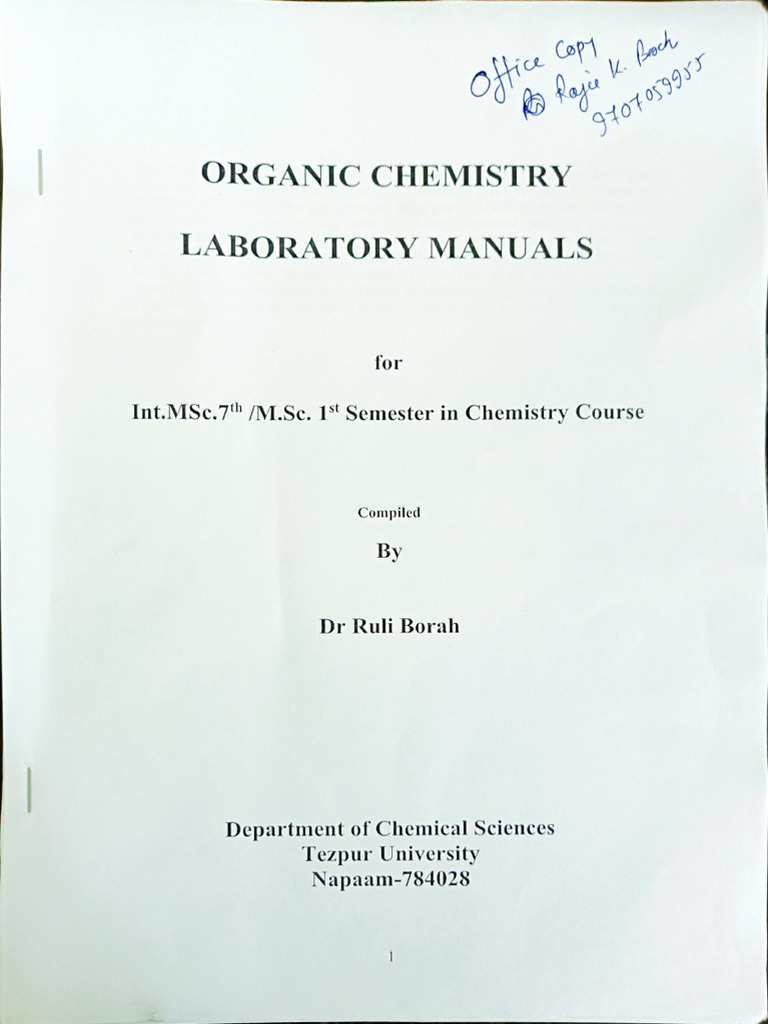Organic Chemistry Laboratory Manual | PDF