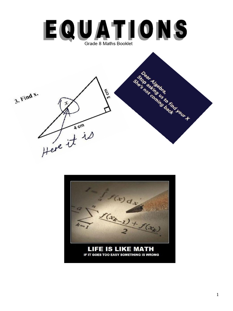 Grade 8 Math Equations Workbook | PDF | Mathematics | Chess