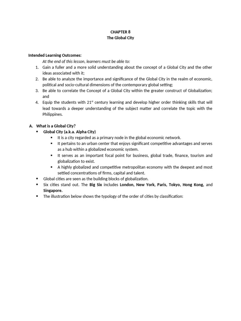 CHAPTER 8 The Global City Readings | PDF | City | Innovation