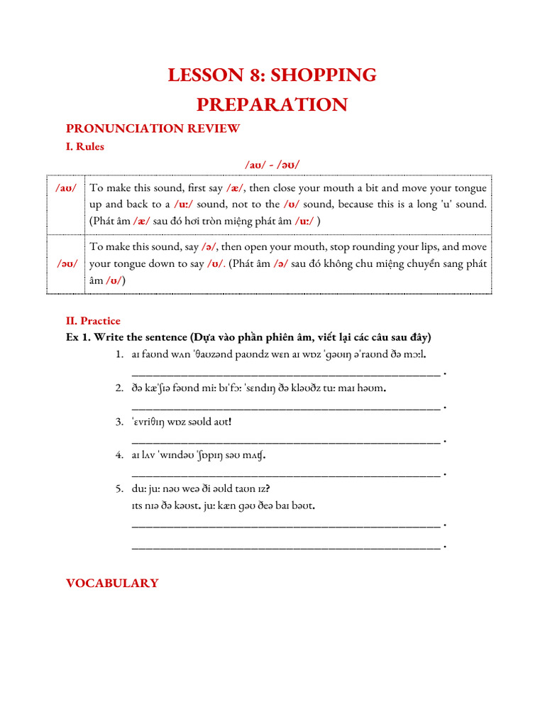L8 - Shopping - Preparation | PDF