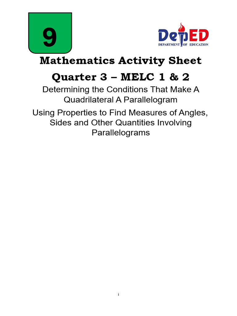 q3 Math 9 Melc 1 2 Week 1 PDF | PDF | Elementary Geometry | Euclidean Geometry