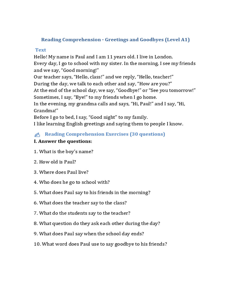 A1 Reading: Greetings and Goodbyes | PDF | Chess Openings | Chess