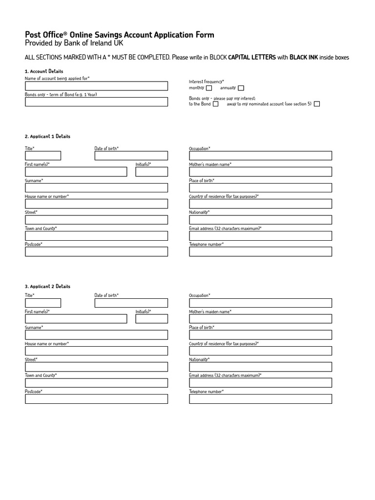 Post Office Online Savings Application Form | PDF | Debit Card | Banks