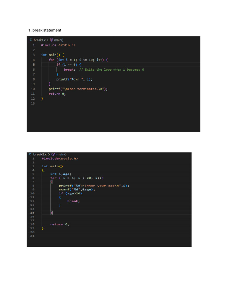 Break Statement Pdf