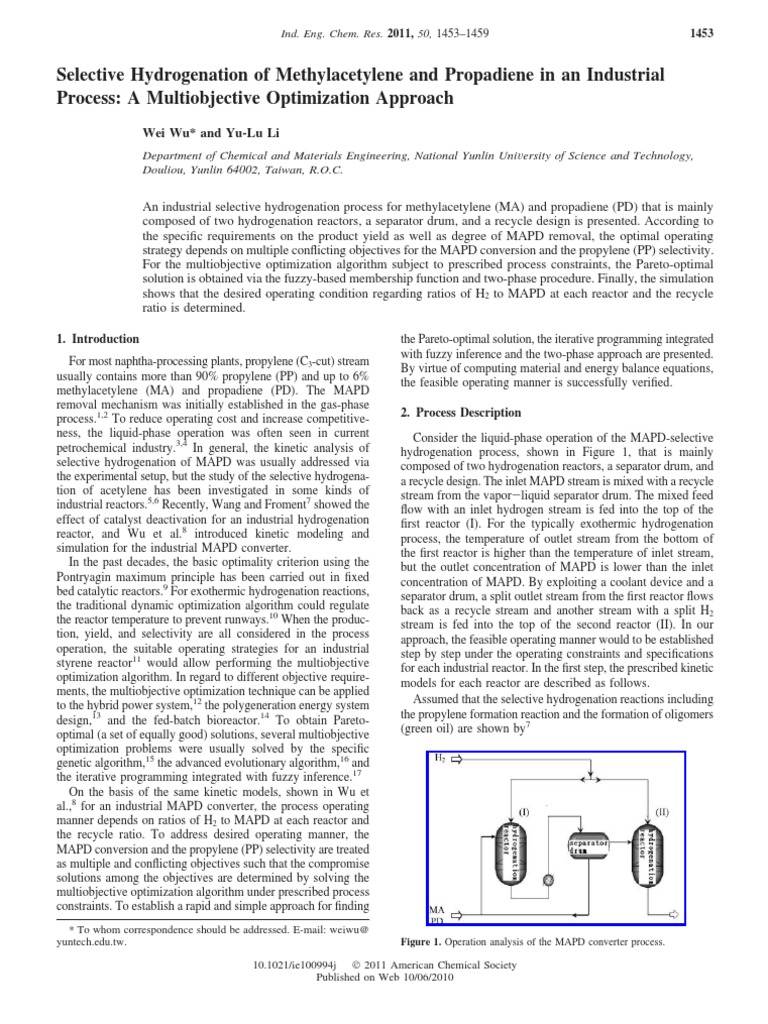 Optimization of MAPD Hydrogenation Process | PDF | Chemical Reactor ...