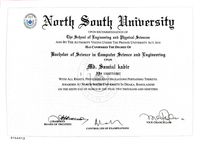 BSC CSE Certificate - Samiul Kabir Rokon | PDF