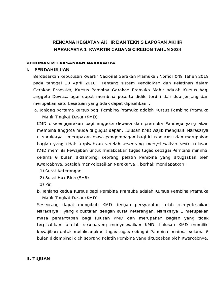 NARAKARYA_1_KMD_KWARCAB CIREBON_26-31 Juli 2024 | PDF