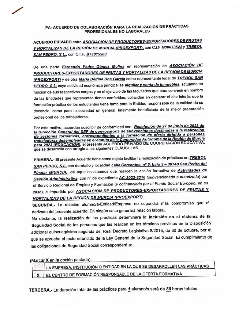 Documento Firmado Prácticas Laura | PDF