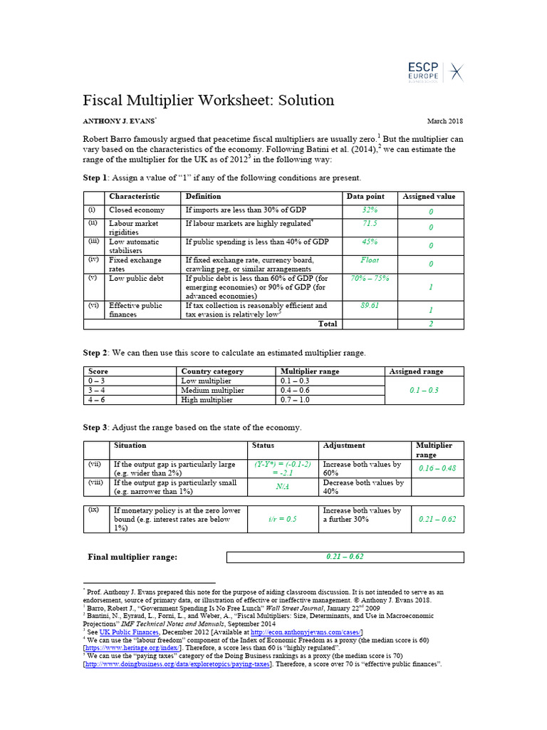 Multiplier Worksheet Solution | PDF | Fiscal Multiplier | Gross ...