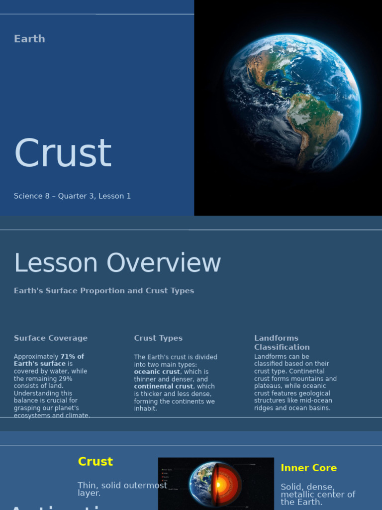 Earth's Crust: Land and Water Distribution | PDF | Earth | Crust (Geology)