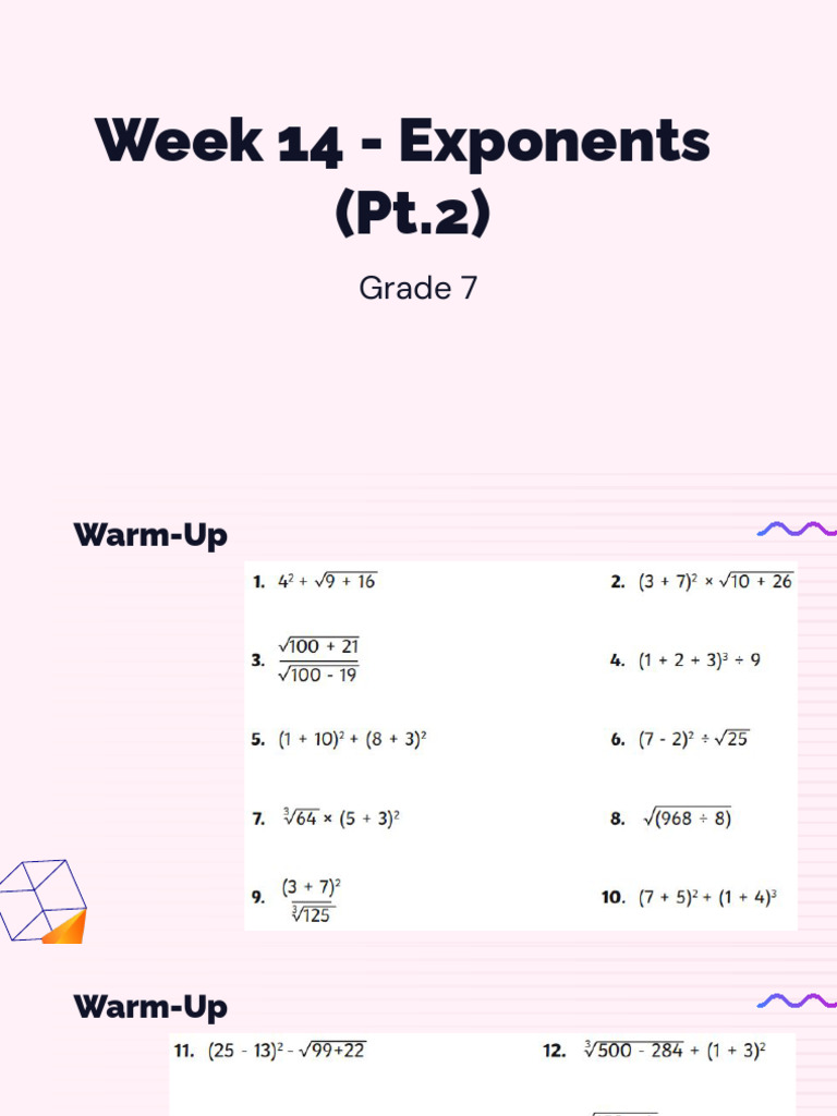 Grade 7 - Week 14 - Exponents (Pt.2) | PDF