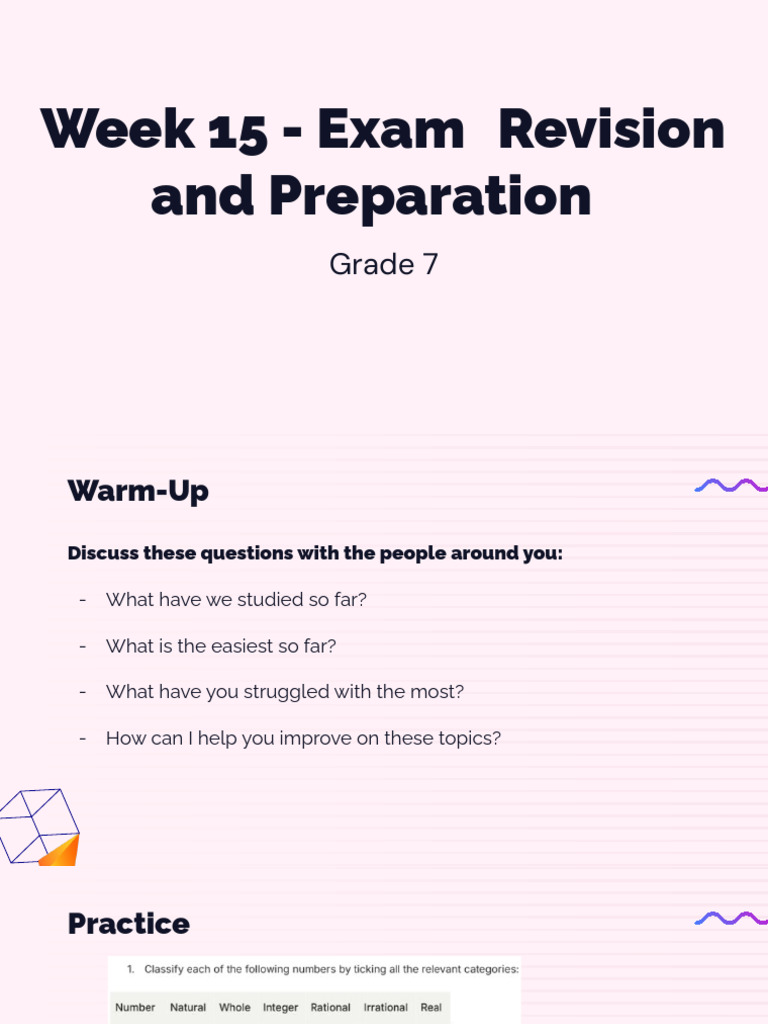 Grade 7 - Week 15 - Exam Revision and Preparation | PDF