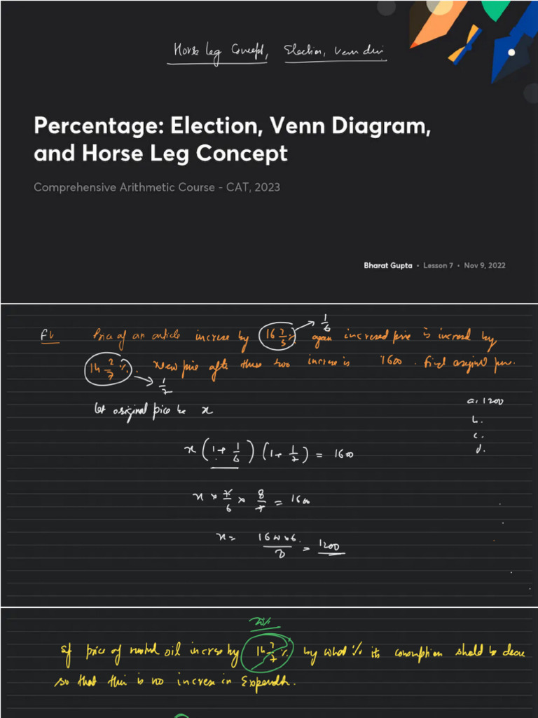 Percentage Election Venn Diagram and Horse Leg Concept With Anno | PDF