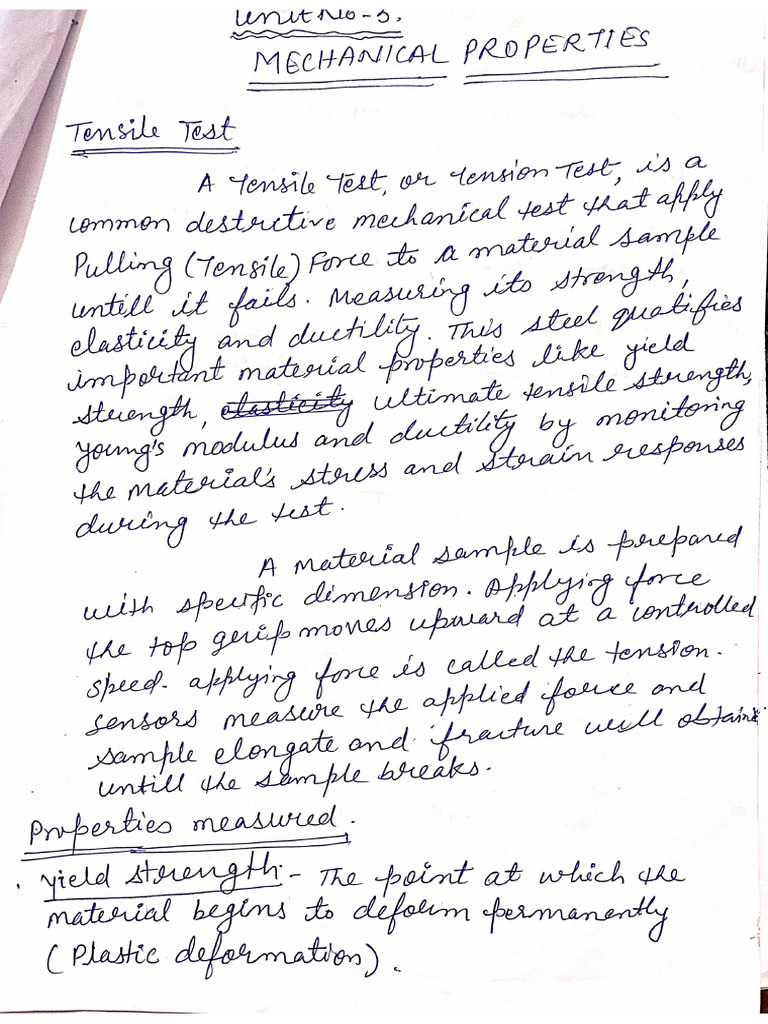 UNIT 3 Material Science Notes Tensile Test To Creep Failure. | PDF