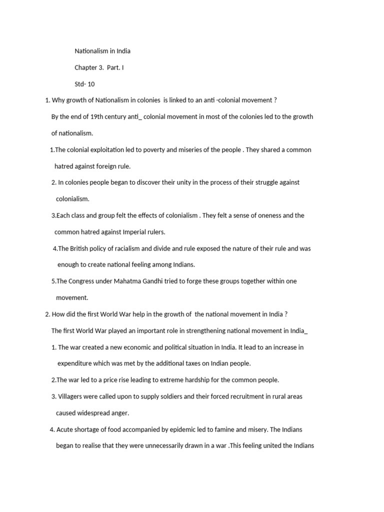 Nationalism in India Std- 10 Part l | PDF | Mahatma Gandhi | Indian ...
