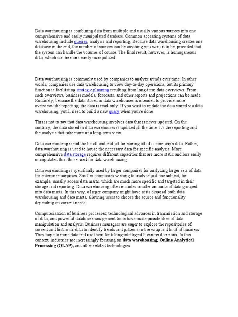 Management Information System Gtu Mba Data Mining And Warehousing Pdf Data Warehouse Data 