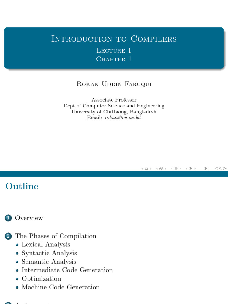 Lecture 1 - Introduction | PDF | Compiler | Parsing