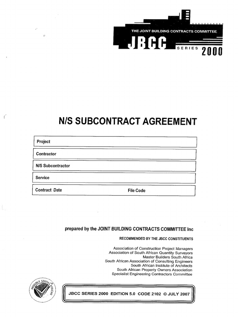 JBCC Nominated Selected Sub Contract Agreement Edition No.5 | PDF
