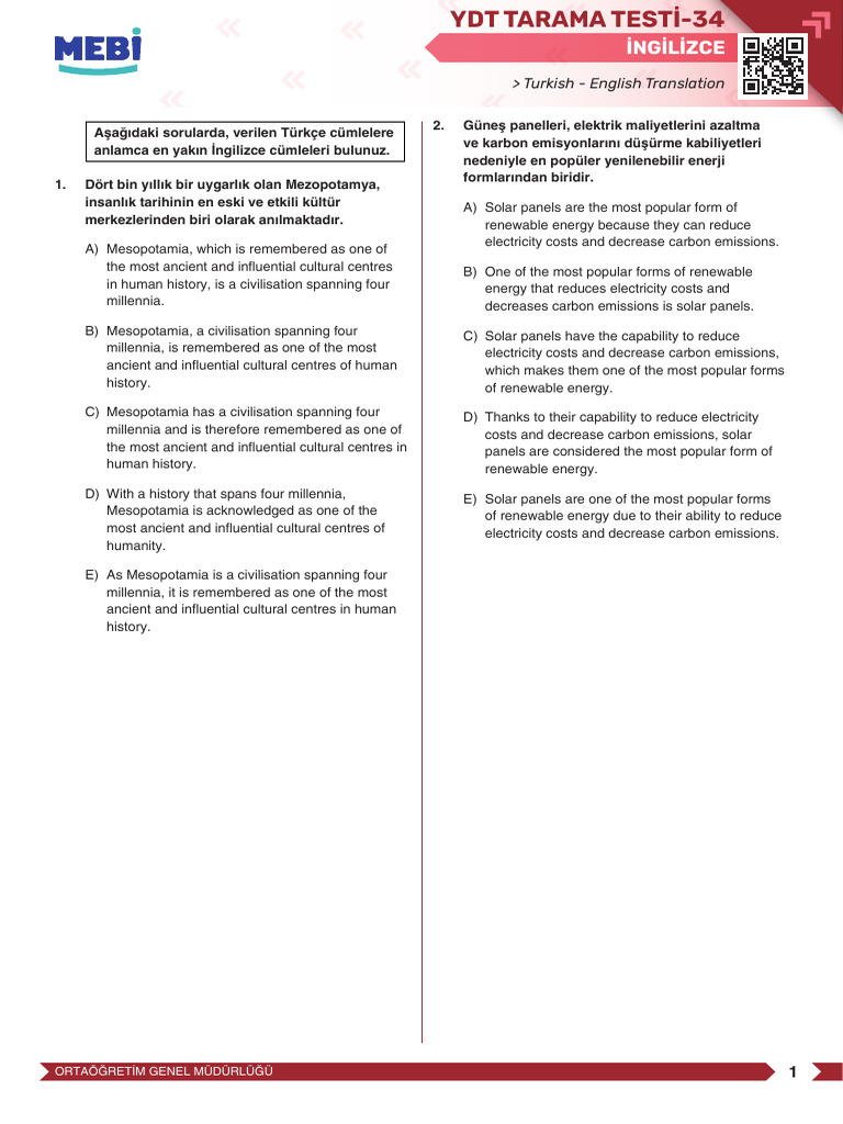 English-Turkish Translation Test 34 | PDF | Volcano | Plate Tectonics