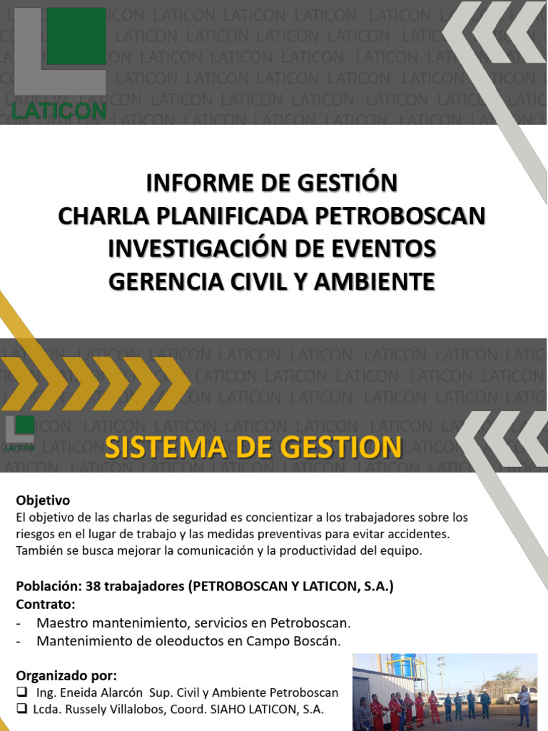 Informe de Gestion Charla Estacion 2 Agosto | PDF