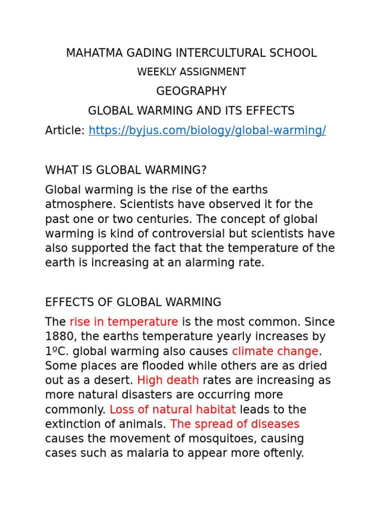 Global Warming: Causes and Effects | PDF