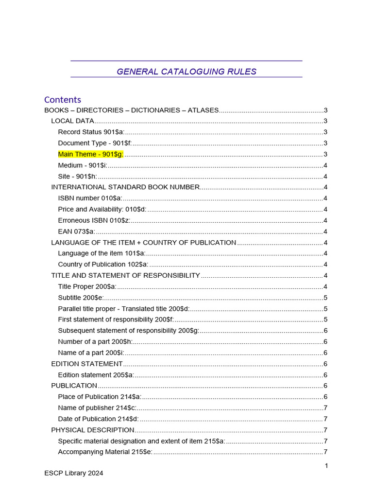 General Cataloguing Rules - 2024 | PDF | Books | Linguistics
