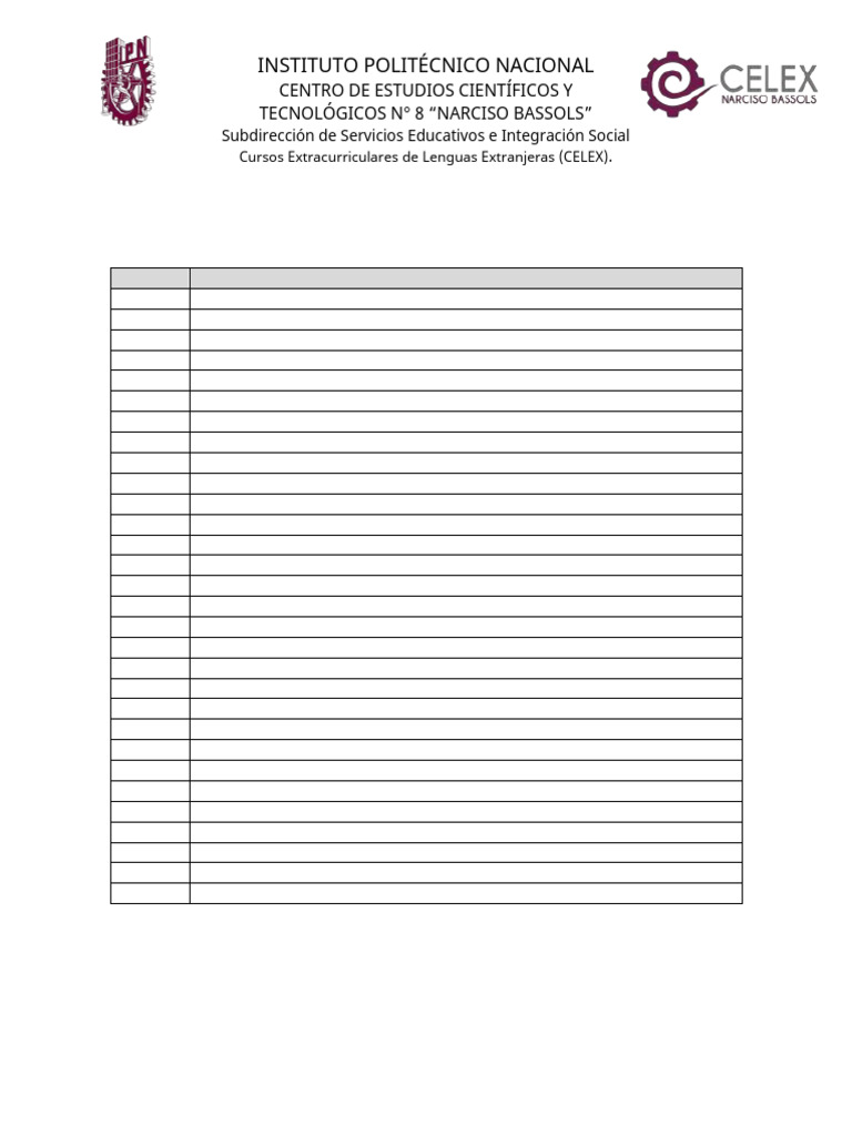 Cursos de Lenguas Extranjeras CELEX IPN | PDF