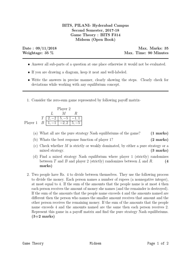 Midsem | PDF | Economics Of Uncertainty | Game Theory