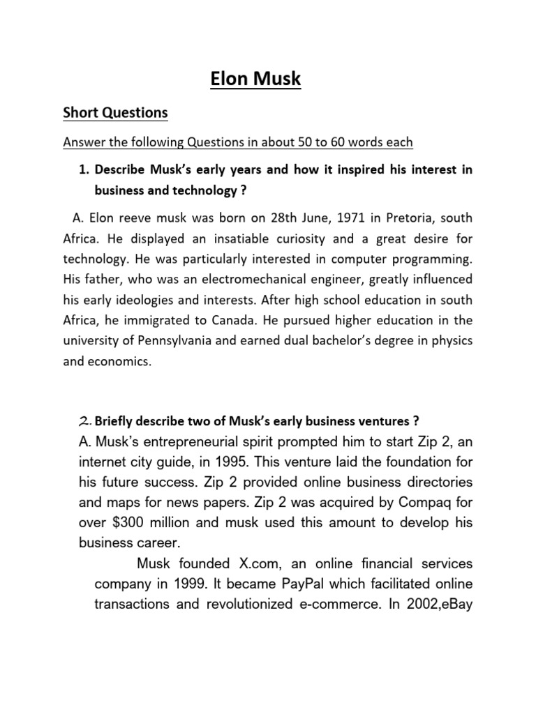 elon musk questions | PDF | Elon Musk | Space X