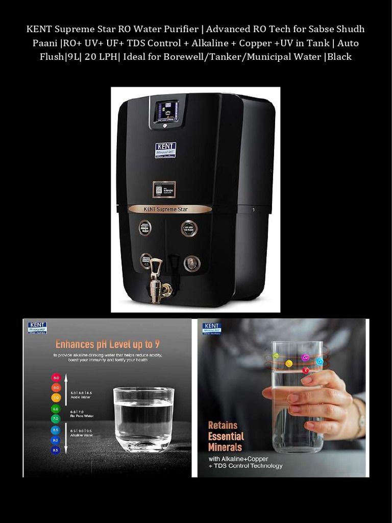 KENT Supreme Star RO Water Purifier | PDF