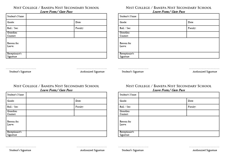 Leave Form_Gatepass Students | PDF