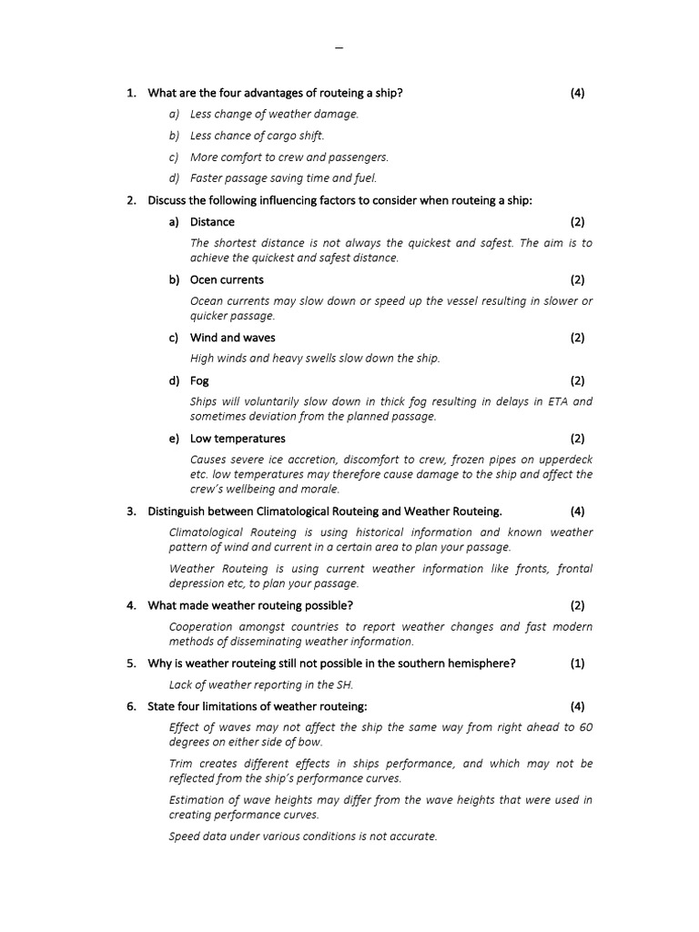 Tutorial 5 - Routeing of Ships - Memorandum 2023 | PDF | Ships | Weather