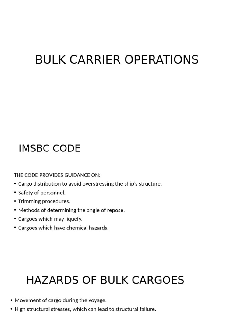 Bulk Carrier Operations and Safety Guide | PDF | Ships | Cargo