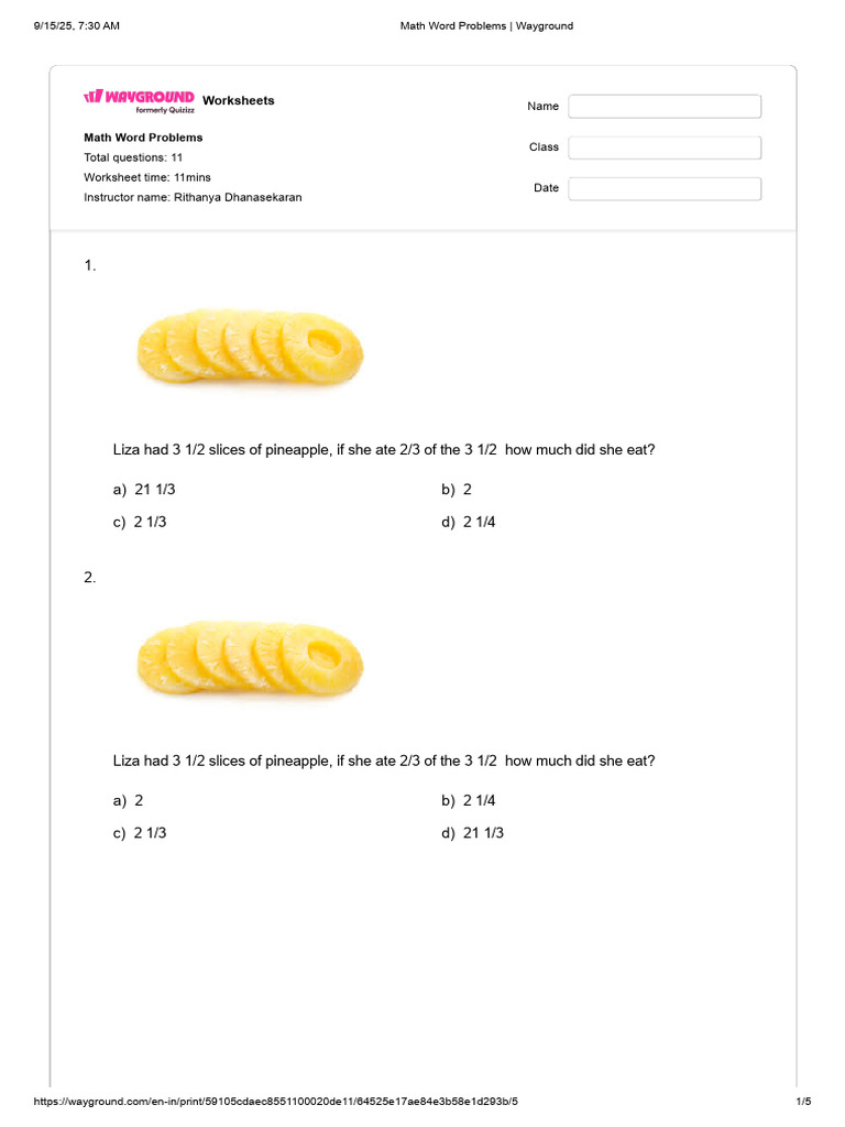 Quizizz - Math Word Problems | PDF | Chess Openings | Chess