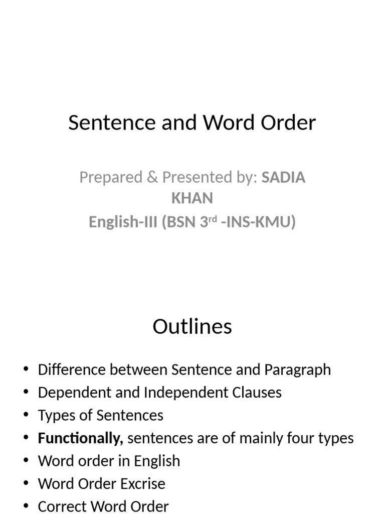 Understanding Sentence Structure and Order | PDF | Sentence ...