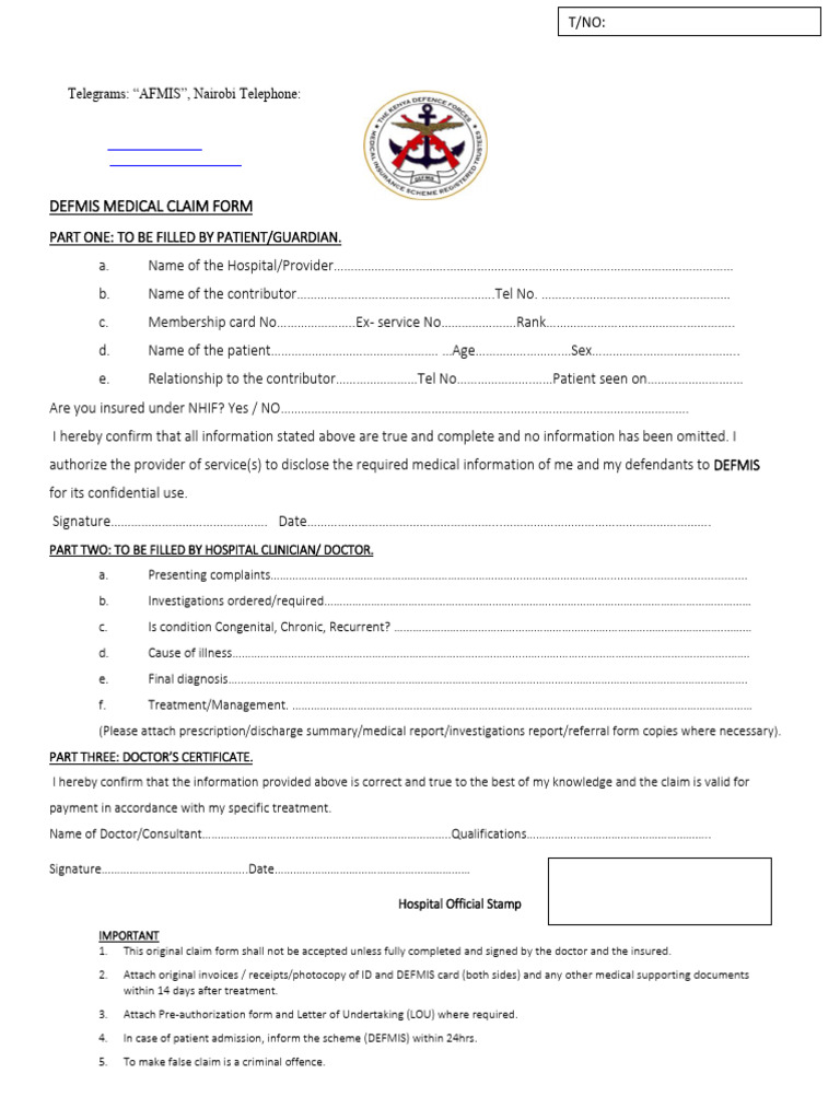 Defmis New Claim Form 2020 | PDF | Medicine | Health Care