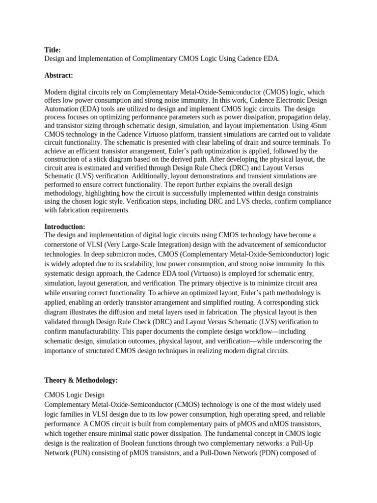 Vlsi Project Report | PDF | Cmos | Mosfet