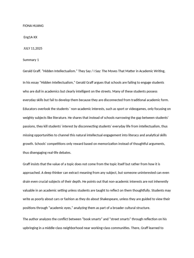 Gerald Graff | PDF | Literacy | Thought