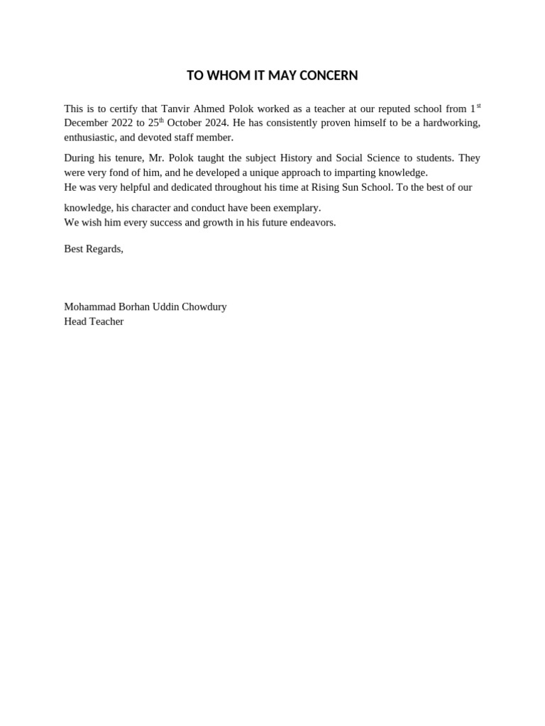 Polok Sir Certificate | PDF