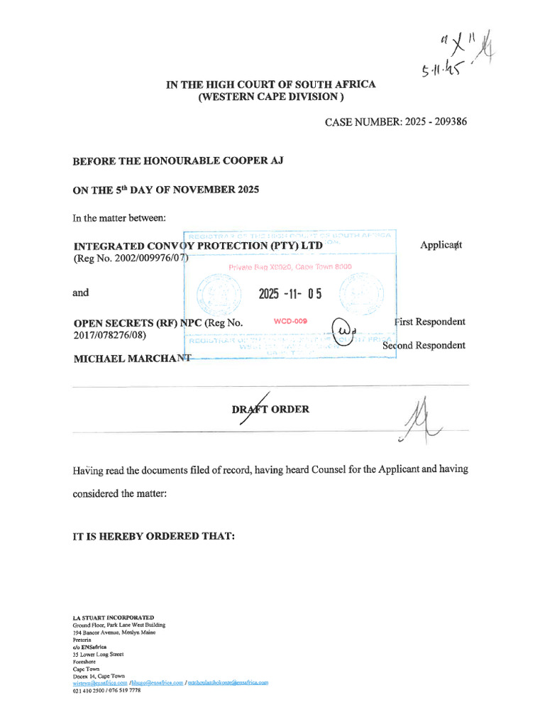Court Order - 5 November 2025 On Open Secrets Matter | PDF
