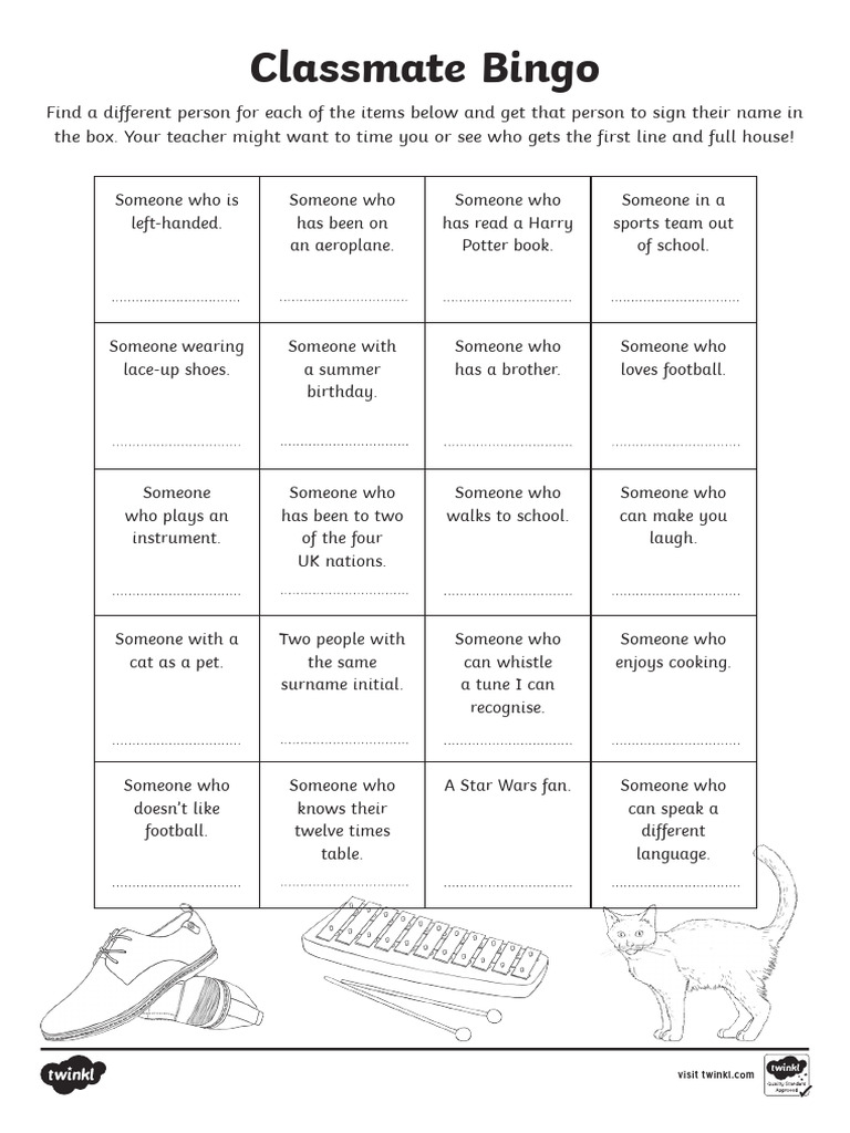 T C 254870 Year 6 Back To School Classmate Bingo Activity Sheet Ver 1 | PDF